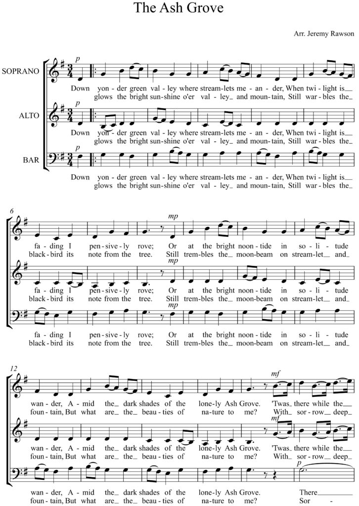 The Ash Grove – The Welsh weeper in SAB – Lewes Voice Works